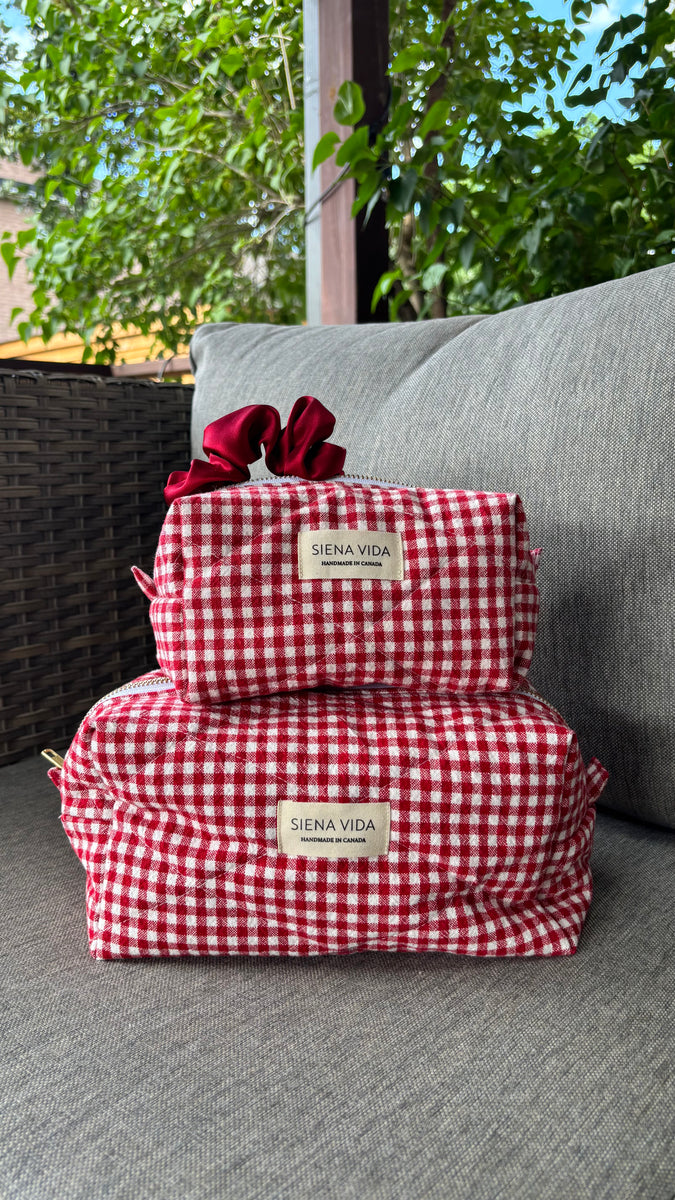 PRE-ORDER: Red Gingham Quilted Pouch - Large – Siena Vida